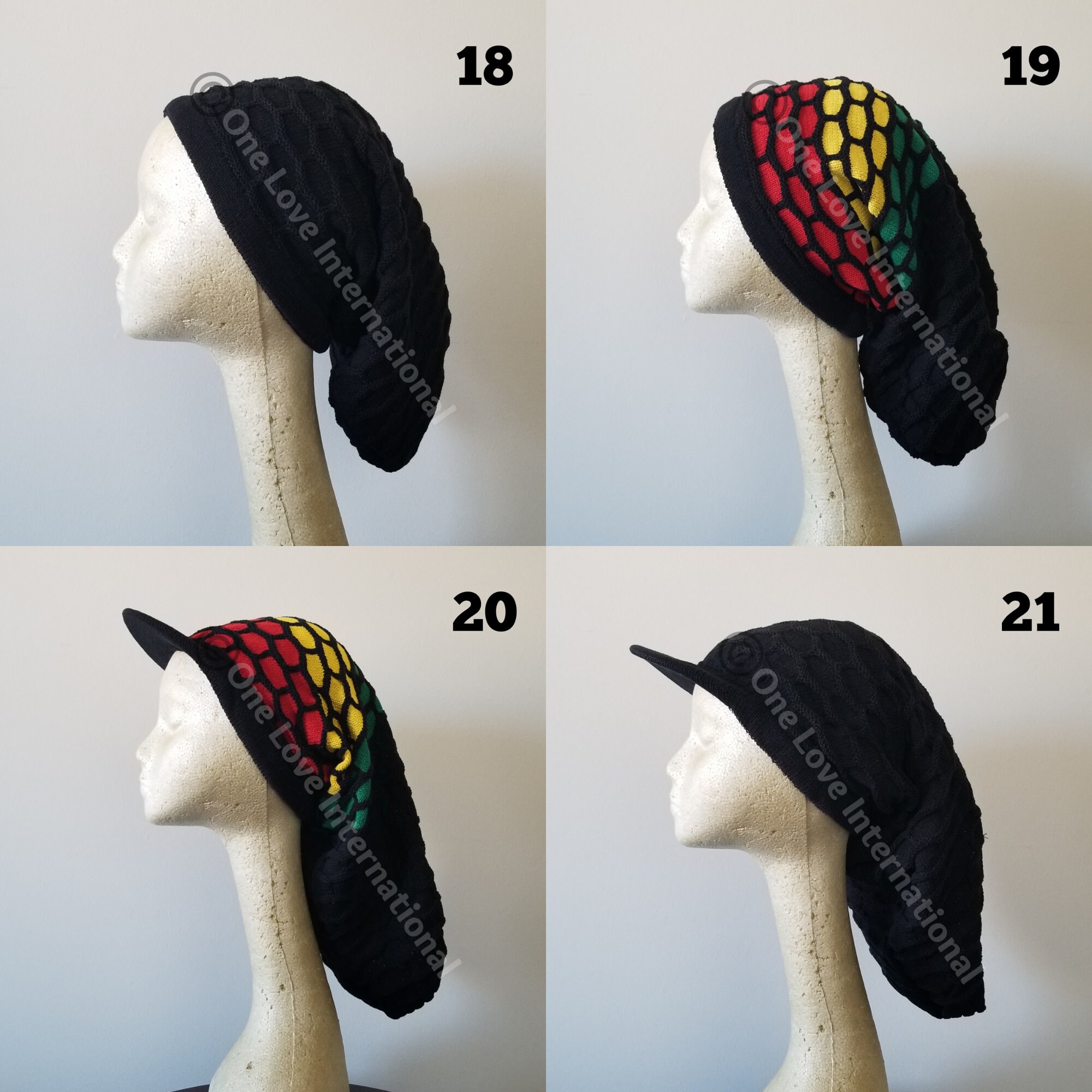 Rasta Crochet Slouchy Hat, JUMBO Bob Marley Reggae Color Beanie Tam ...