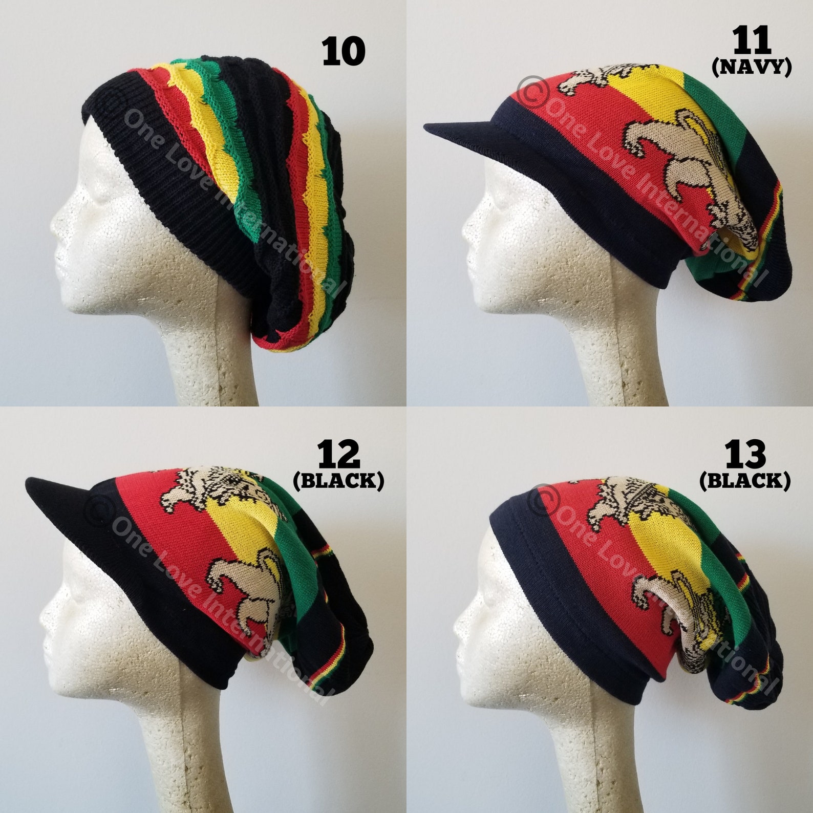 Rasta Crochet Slouchy Hat, Bob Marley Reggae Color Beanie Tam, Jamaican ...
