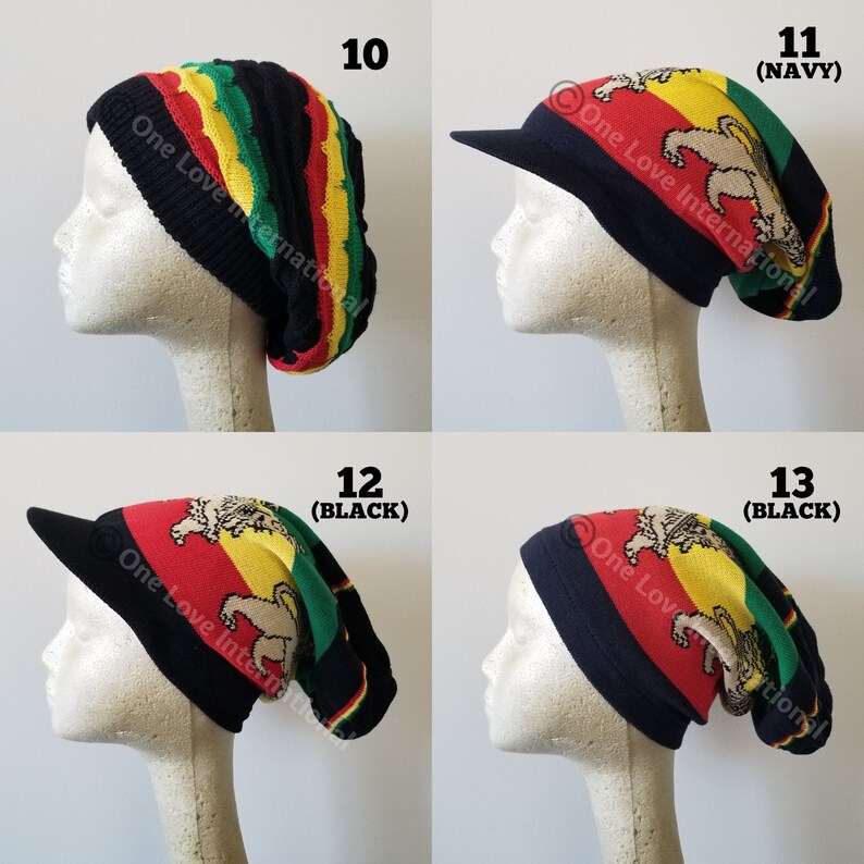 Rasta Crochet Slouchy Hat, Bob Marley Reggae Color Beanie Tam, Jamaican ...