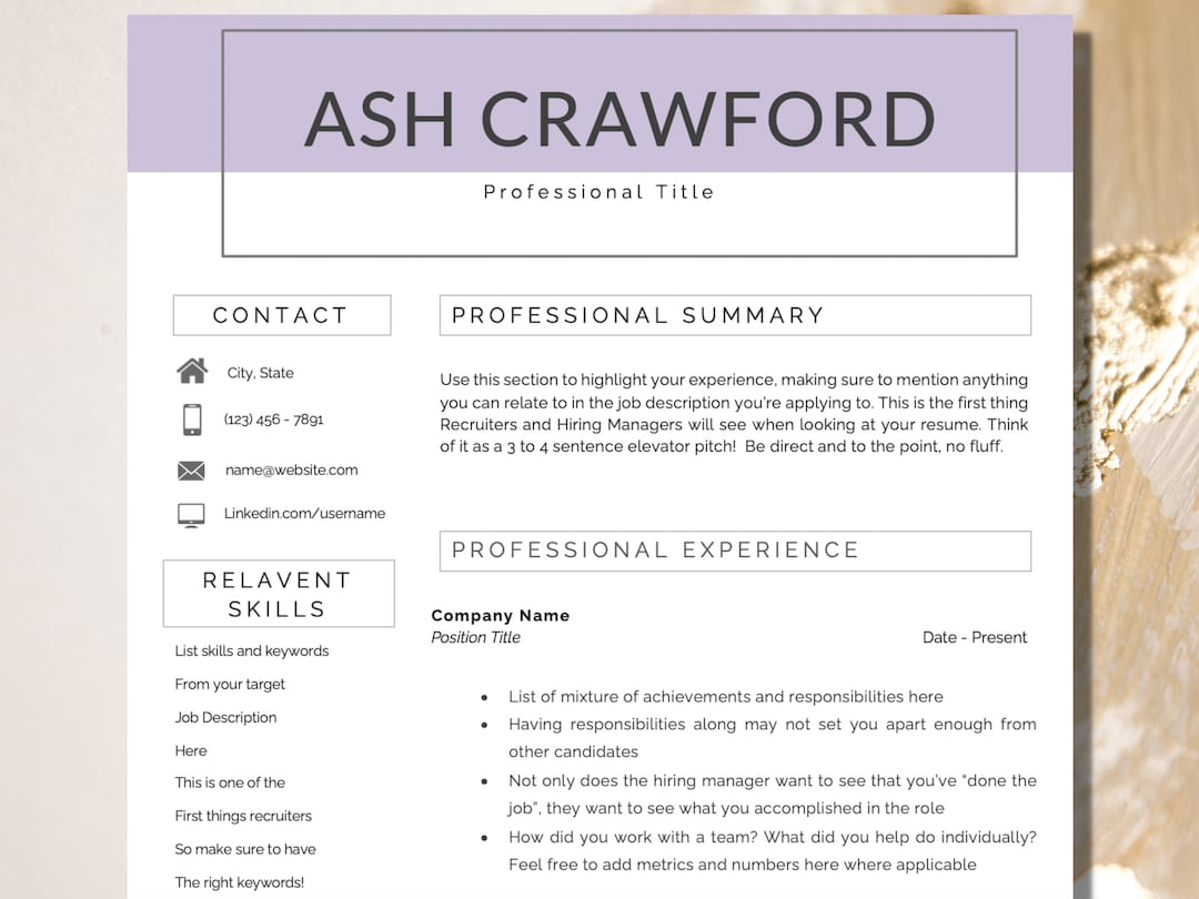 Entry Level Resume Template for Word, New Grad Resume, CV Resume ...
