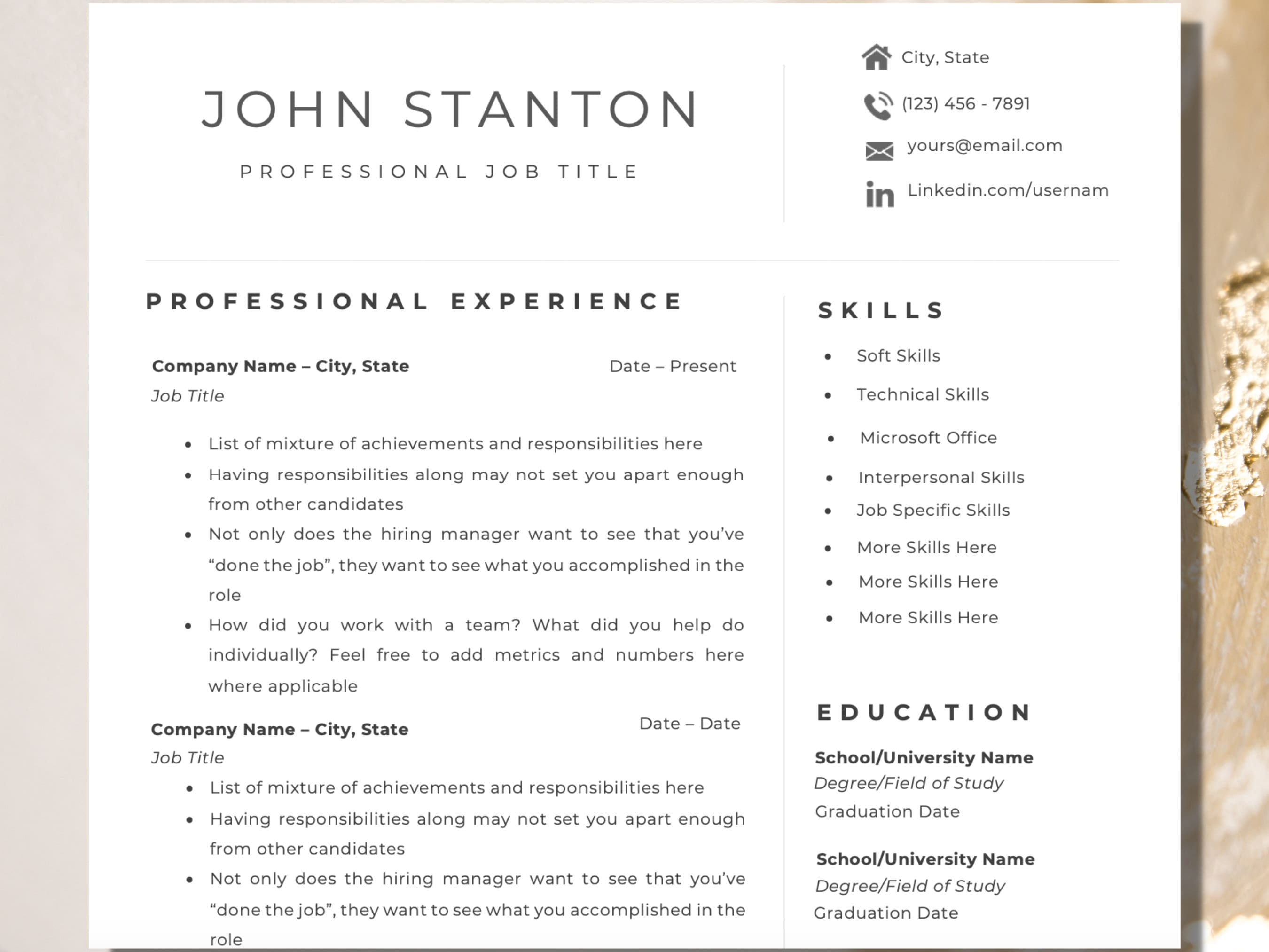 Tech Resume Template, CV Template, Professional Resume Template, Modern ...