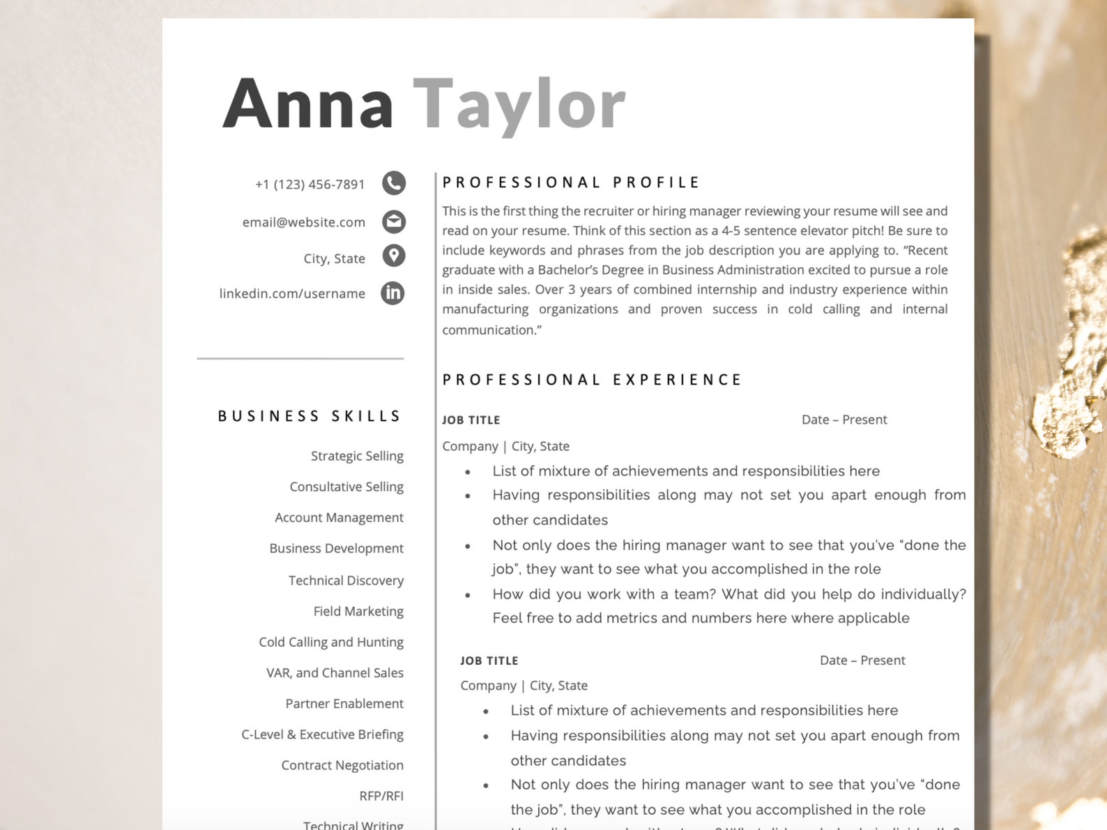 Entry Level Resume Template for Word, New Grad Resume, CV Resume ...