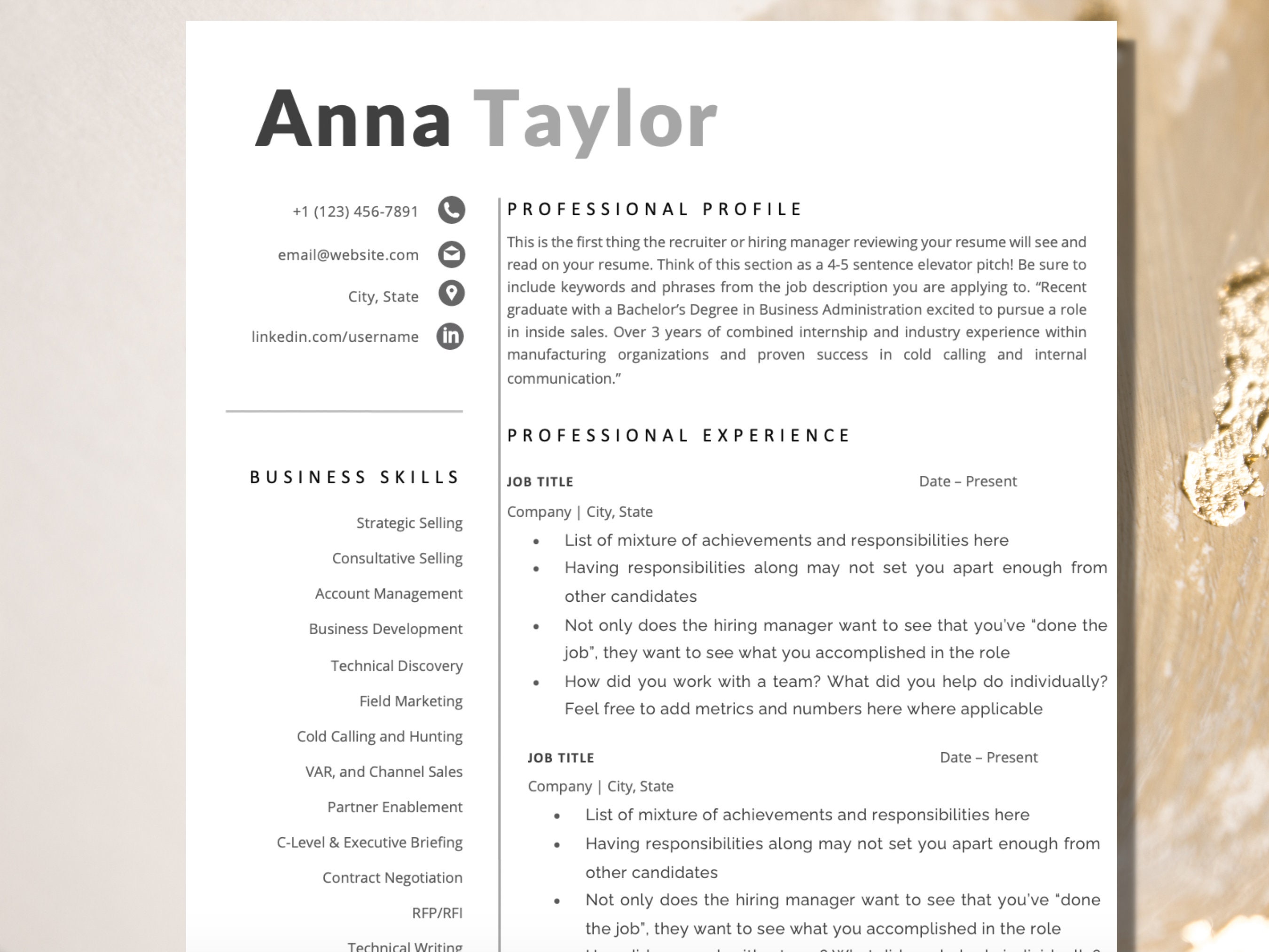 Entry Level Resume Template for Word, New Grad Resume, CV Resume ...