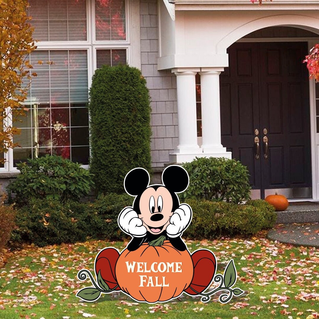 Mickey and Minnie Fall Pumpkins Cutout and Yard Sign - Etsy