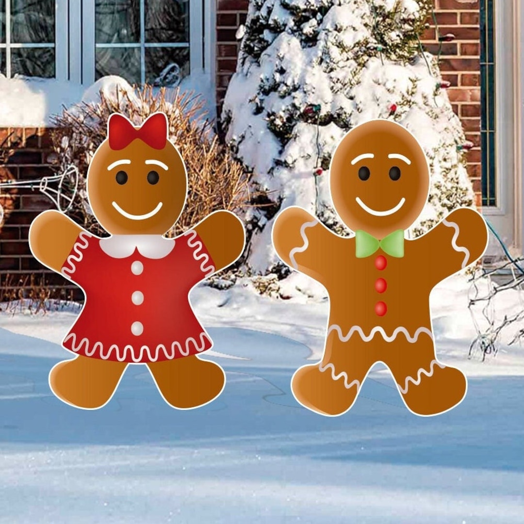 Gingerbread Man and Woman Christmas Cookies Cutout and Yard Sign - Etsy