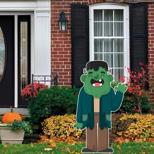 Frankenstein, Pumpkin Scarecrow, and Vampire Halloween Cutout and Yard ...