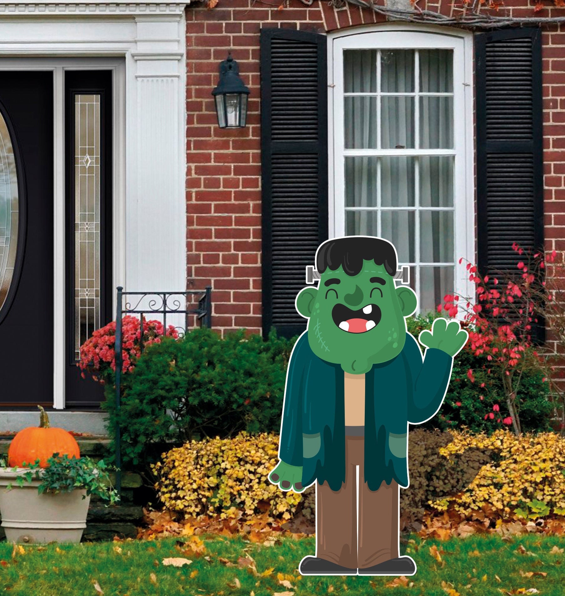Frankenstein, Pumpkin Scarecrow, and Vampire Halloween Cutout and Yard ...