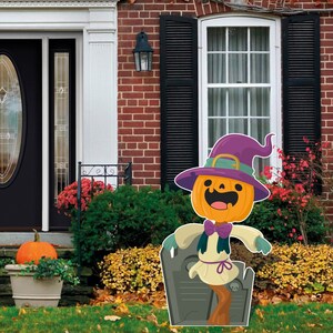 Frankenstein, Pumpkin Scarecrow, and Vampire Halloween Cutout and Yard ...