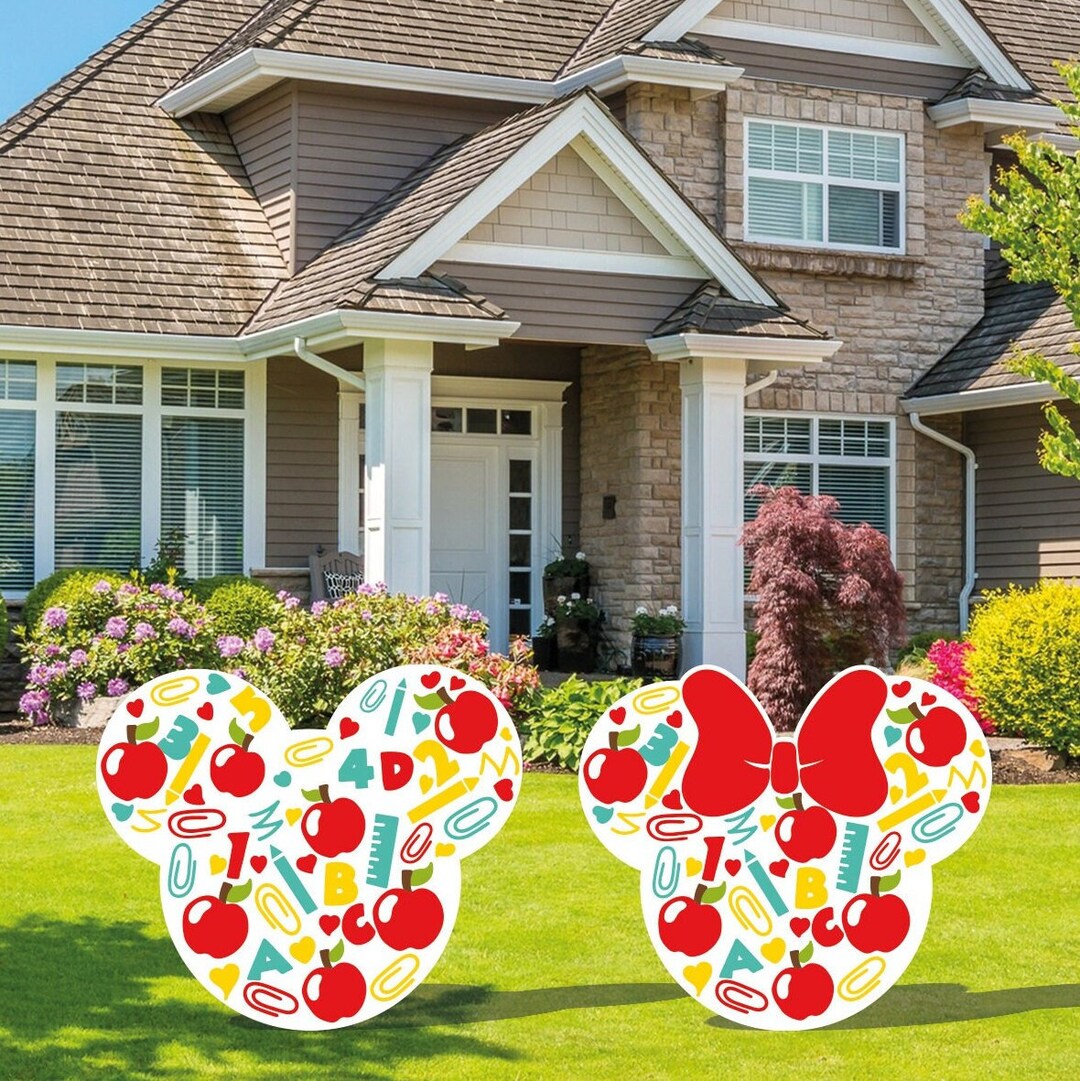 Mickey & Minnie Back to School Cutout and Yard Sign - Etsy