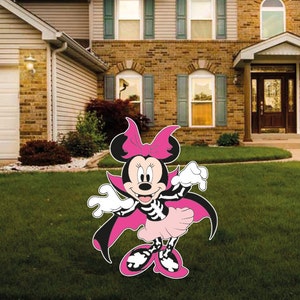 Mickey and Minnie Pink Skeletons Halloween Cutout and Yard Sign - Etsy