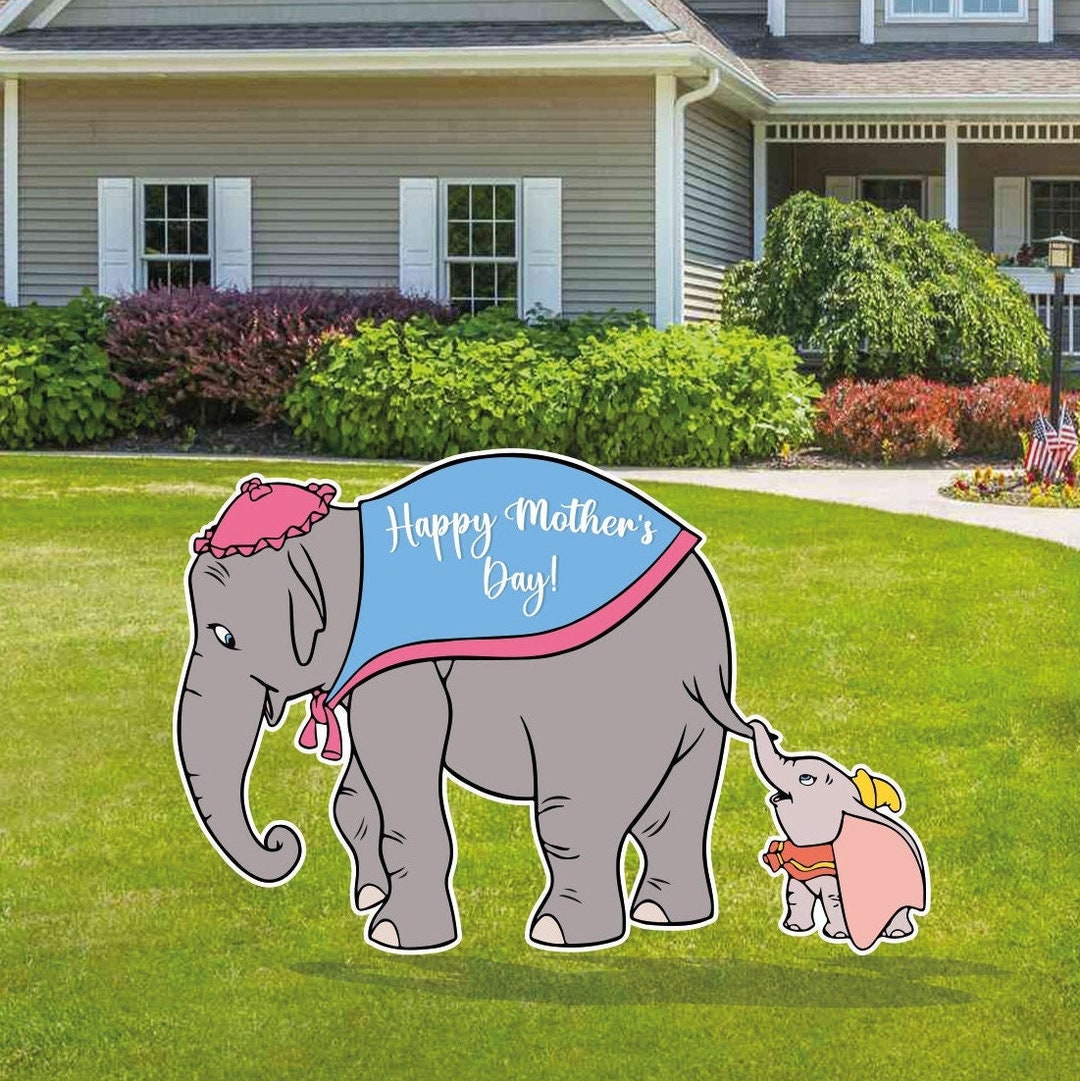 Dumbo and Mrs. Jumbo Mother's Day Cutout and Yard Sign - Etsy