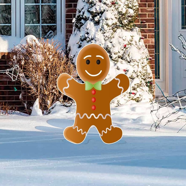 Gingerbread Man and Woman Christmas Cookies Cutout and Yard - Etsy