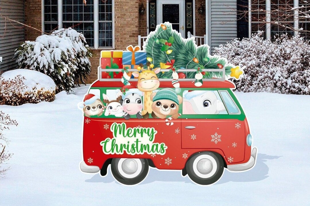 Christmas Van Cutout and Yard Sign - Etsy