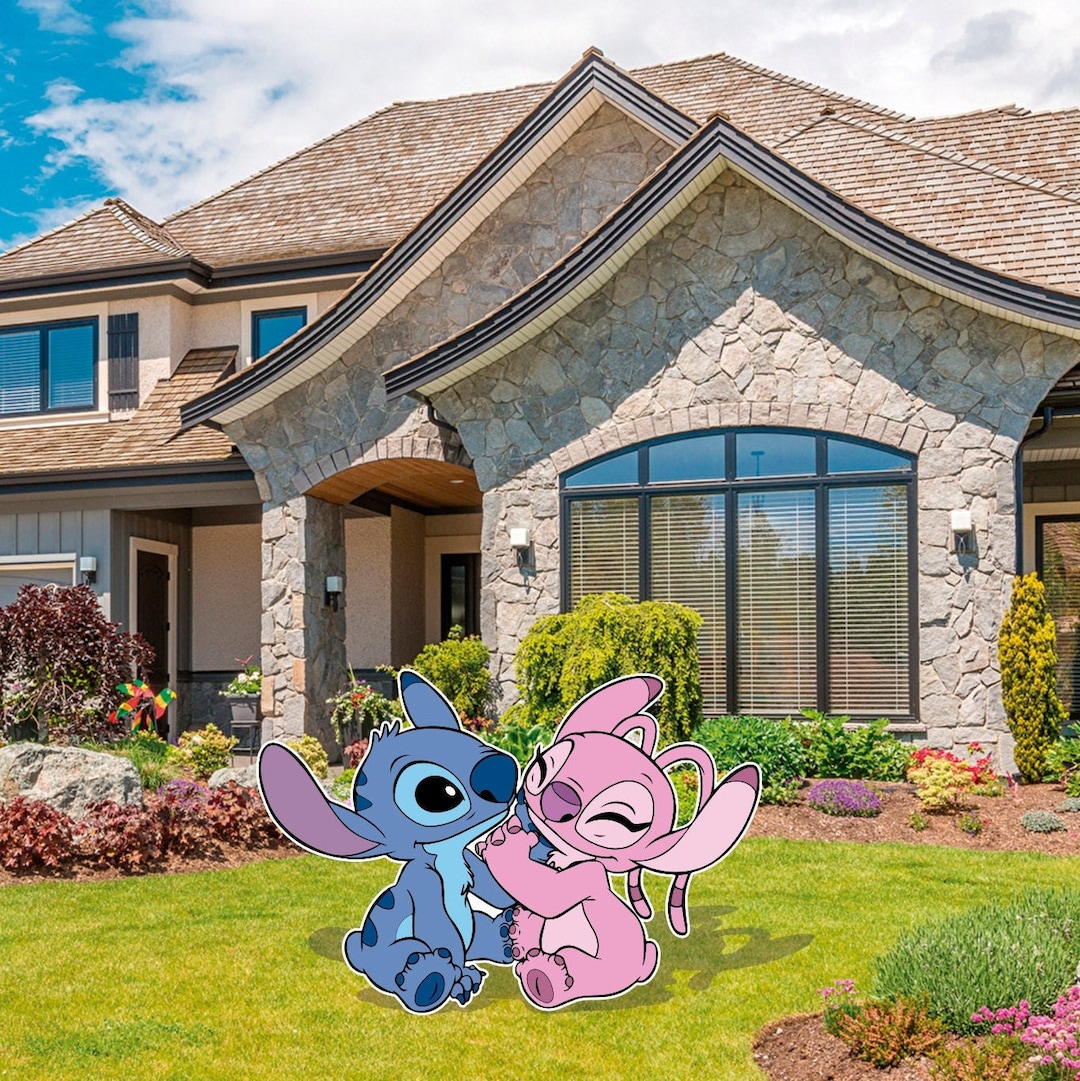 Stitch and Angel Hug Valentine's Day Cutout and Yard Sign - Etsy