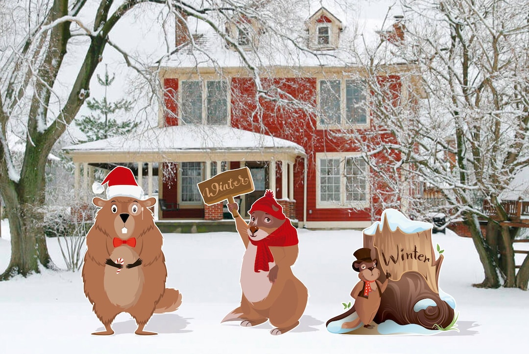 Groundhogs Christmas Cutout and Yard Sign - Etsy