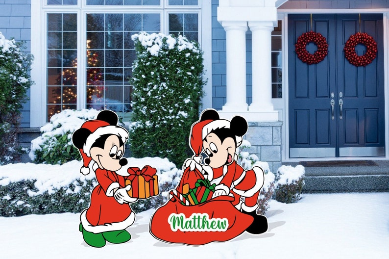 Mickey and Minnie Christmas Cutout and Yard Sign - Etsy