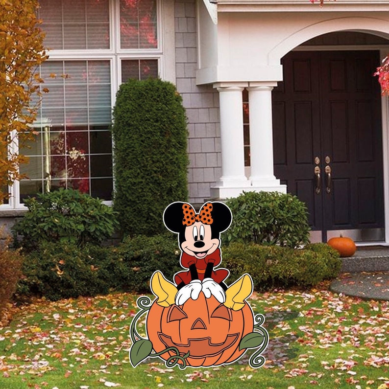 Mickey and Minnie Fall Pumpkins Cutout and Yard Sign - Etsy