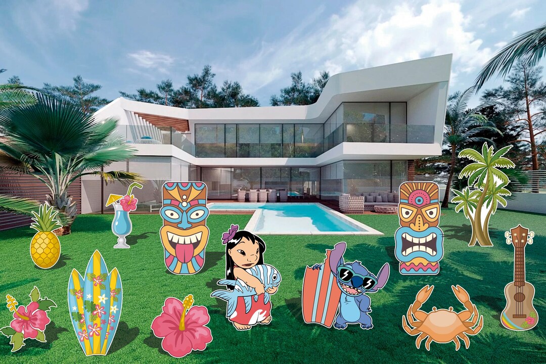 Lilo & Stitch Hawaiian Themed Party Cutout and Yard Sign - Etsy