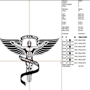 Chiropractor Health Embroidery Design - One Size - Instant Download - Etsy