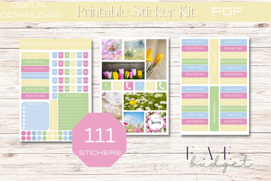 Spring Printable Sticker Kit or in Goodnotes Ao Aesthetic - Etsy