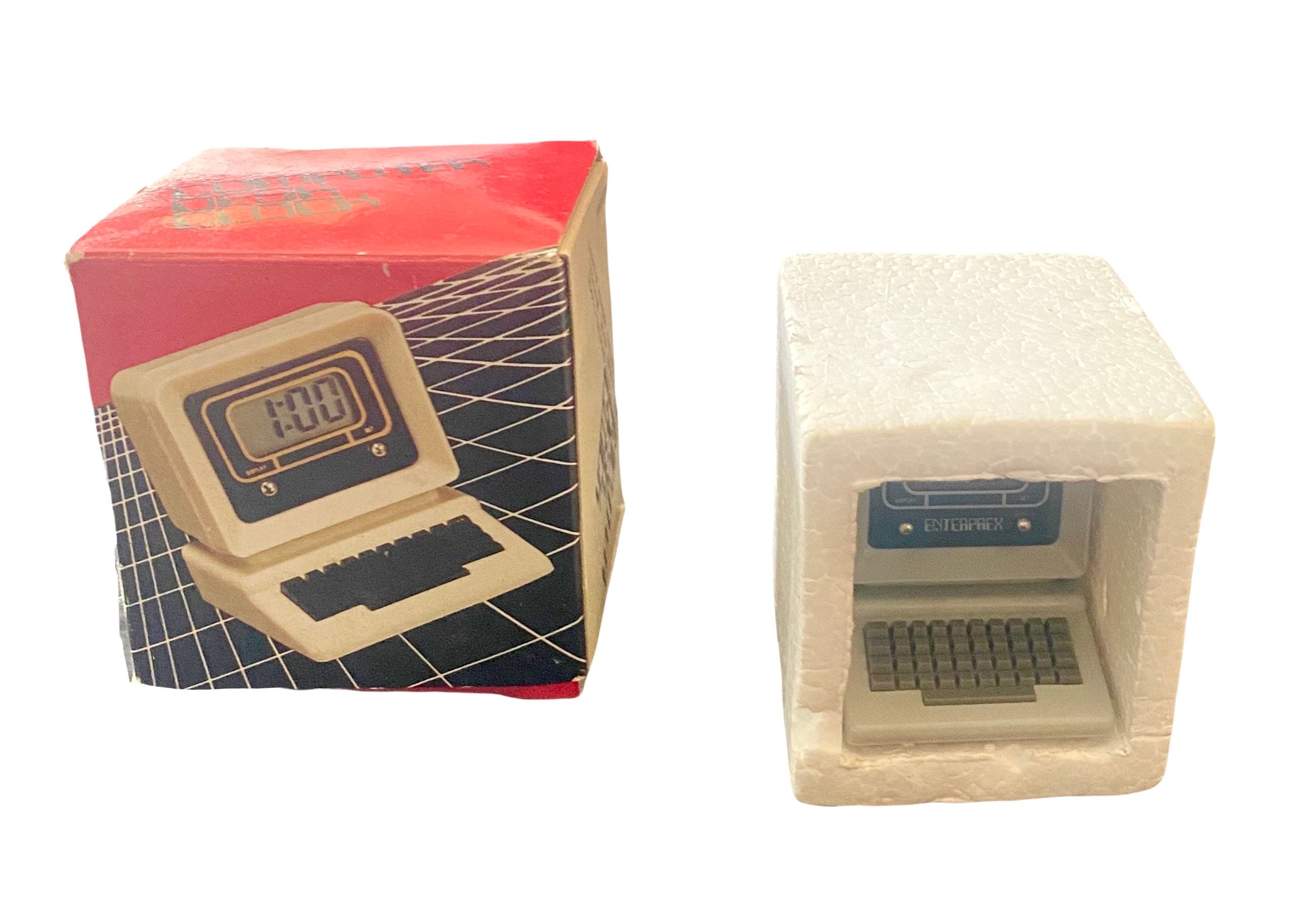 RARE Miniature Desktop Computer ENTERPREX Quartz Digital Desk Clock NEW ...