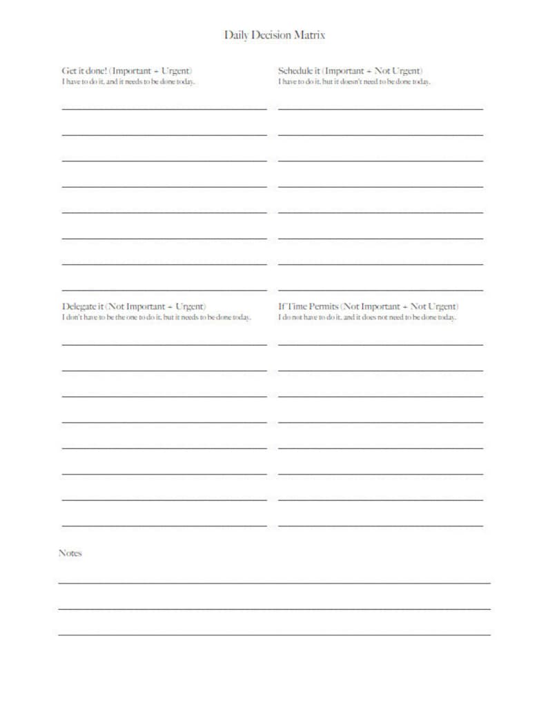 Decision Matrix Planning Template Bundle | PDF Download | 16hr Day ...