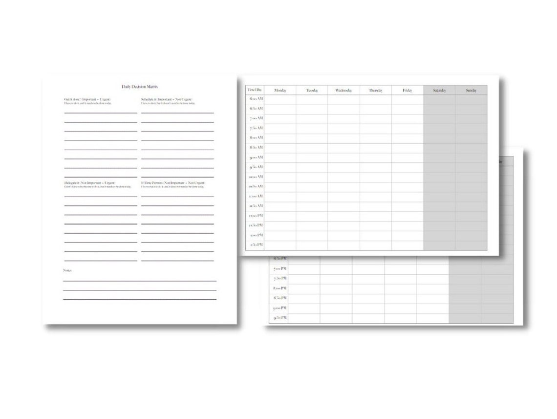 Decision Matrix Planning Template Bundle PDF Download 16hr Day Planner ...