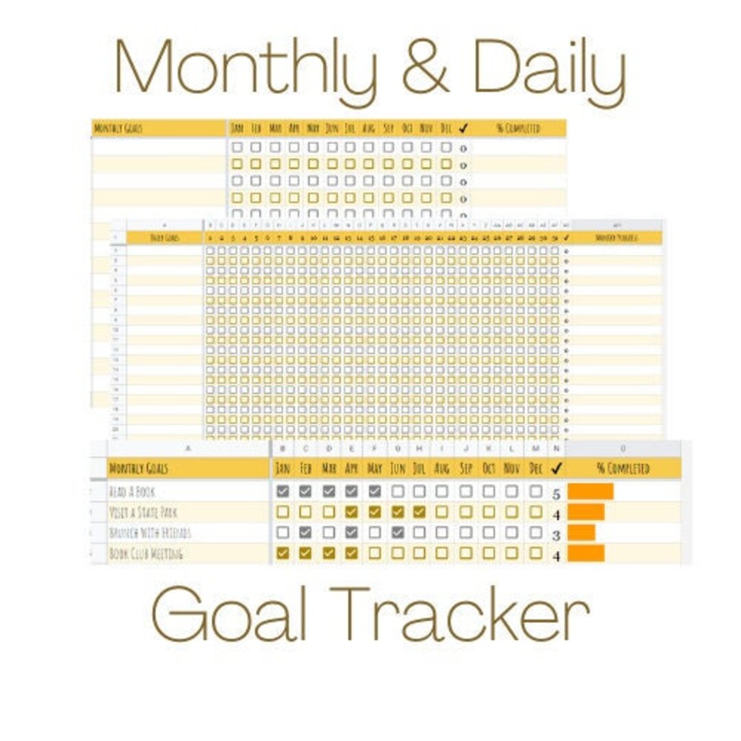 Monthly and Daily Goals Tracker Spreadsheet | Tracker Spreadsheet ...