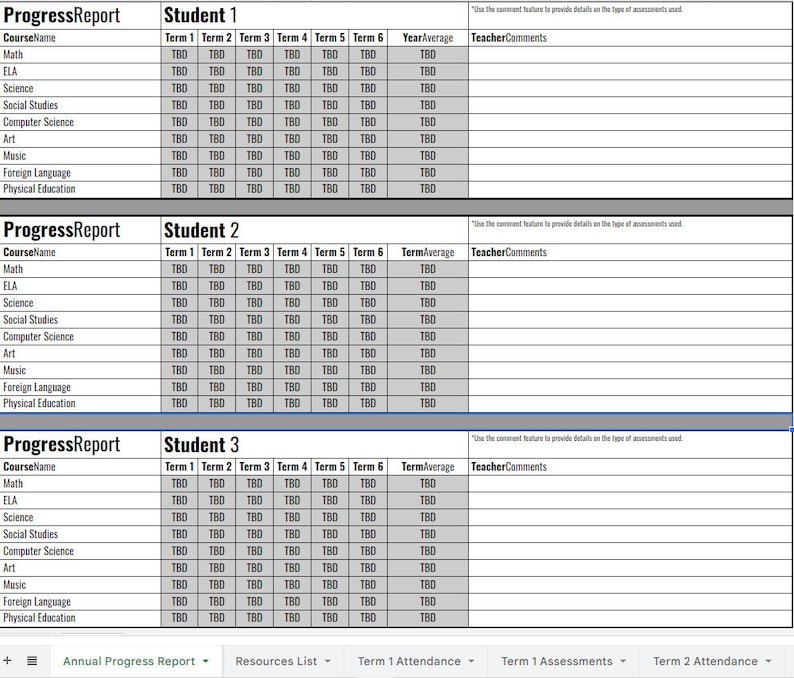 EDITABLE Homeschool Assessment Progress Report With Resource List ...