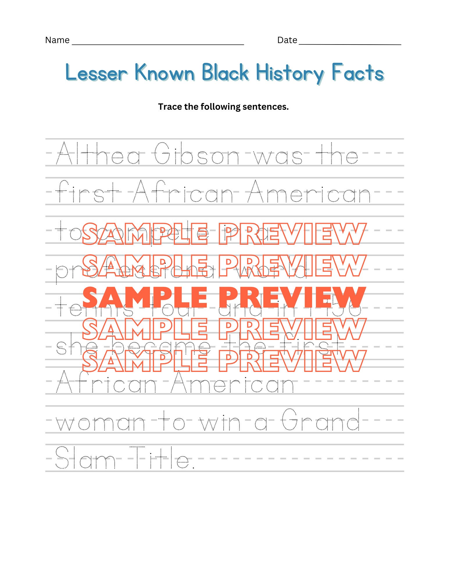 Lesser Known Black History Facts Copy Work Bundle for Black History ...