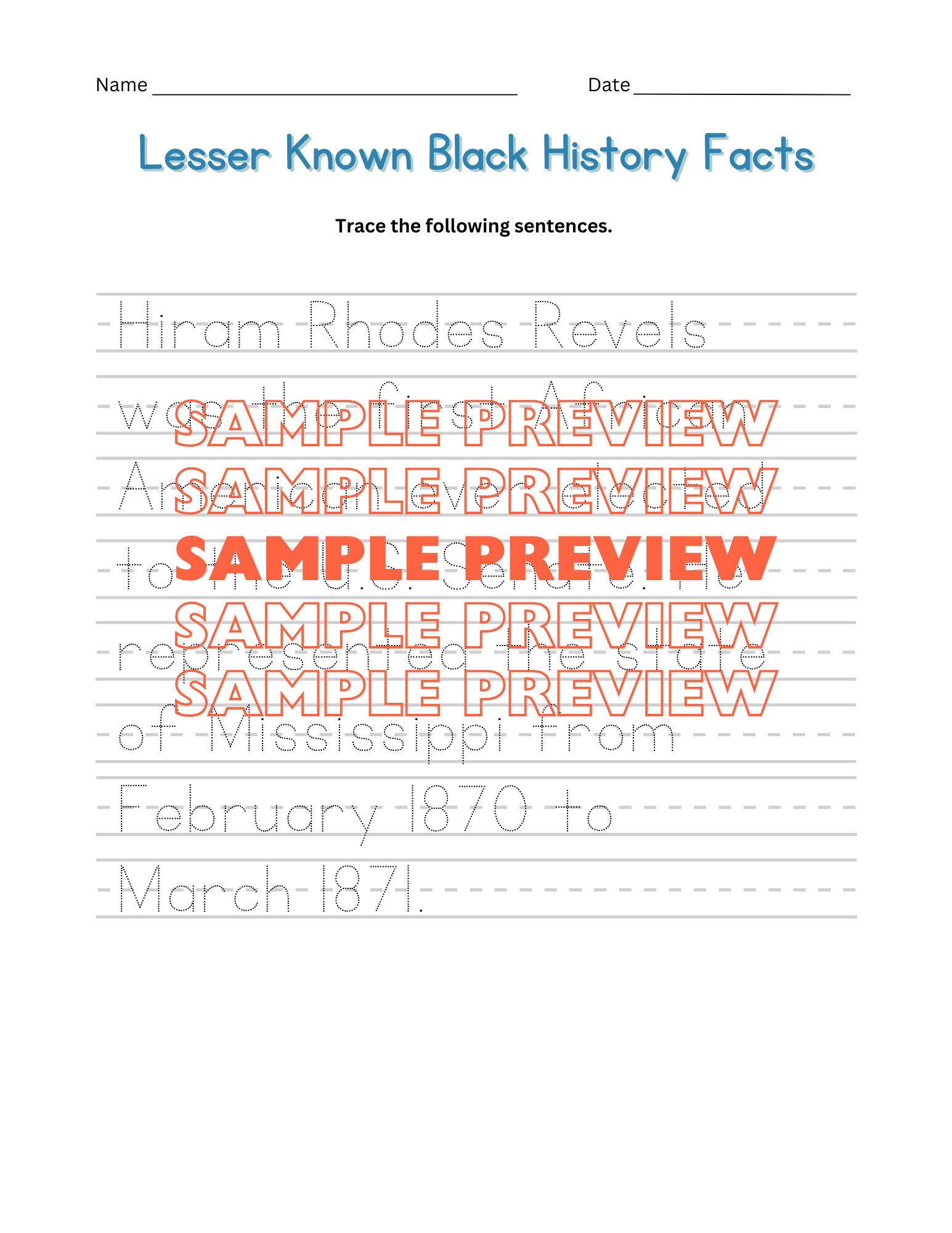 Lesser Known Black History Facts Copy Work Bundle for Black History ...