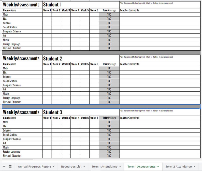 EDITABLE Homeschool Assessment Progress Report With Resource List ...