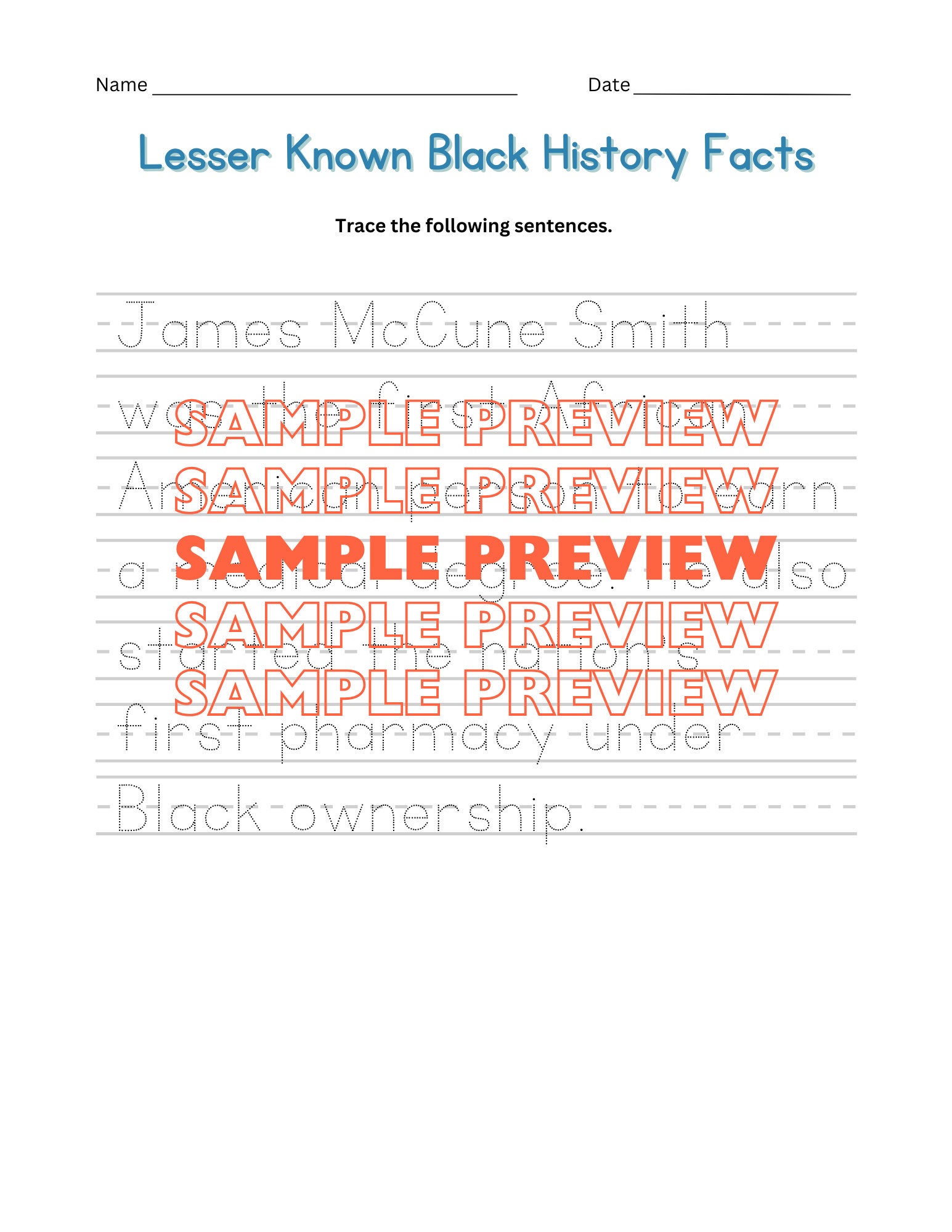 Lesser Known Black History Facts Copy Work Bundle for Black History ...