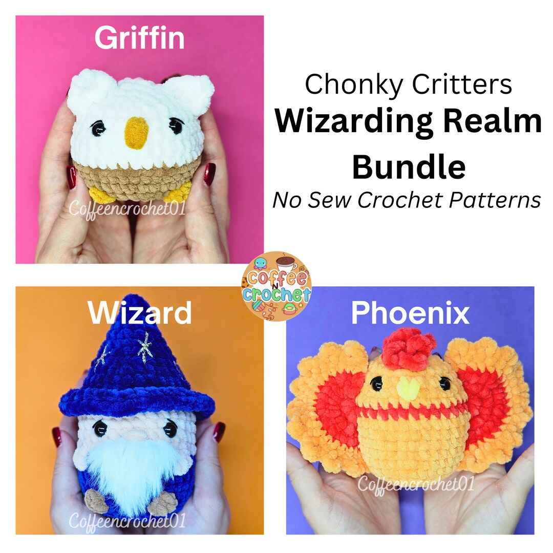 Wizarding Realm Pack Pattern Griffin Wizard Phoenix Pack Crochet ...