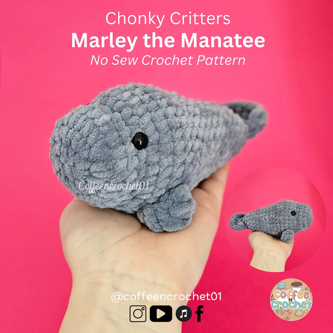 No Sew Marley the Manatee Animal Crochet Pattern Amigurumi Pattern ...