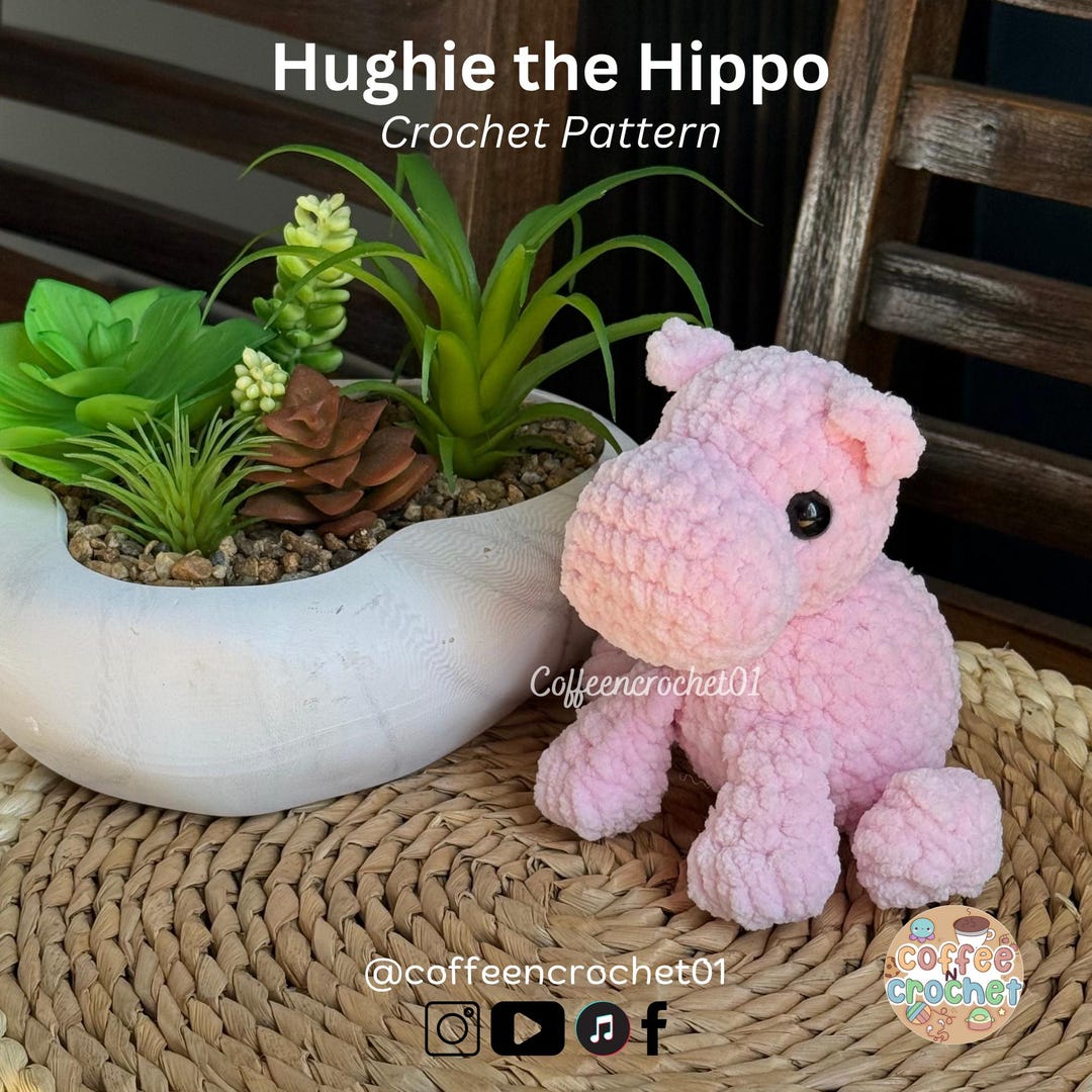 Hughie the Hippo Crochet Pattern Amigurumi Pattern Hippo Pattern Hippo ...