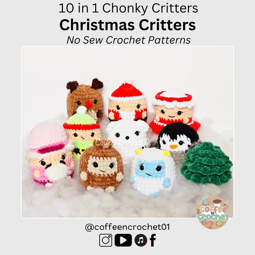 10 in 1 Chonky Christmas Critters Crochet Pattern Bundle (PDF Pattern ...