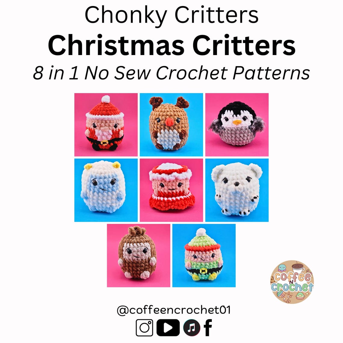 8-in-1 Crochet Christmas Character Patterns: Santa, Reindeer, Elf (PDF ...