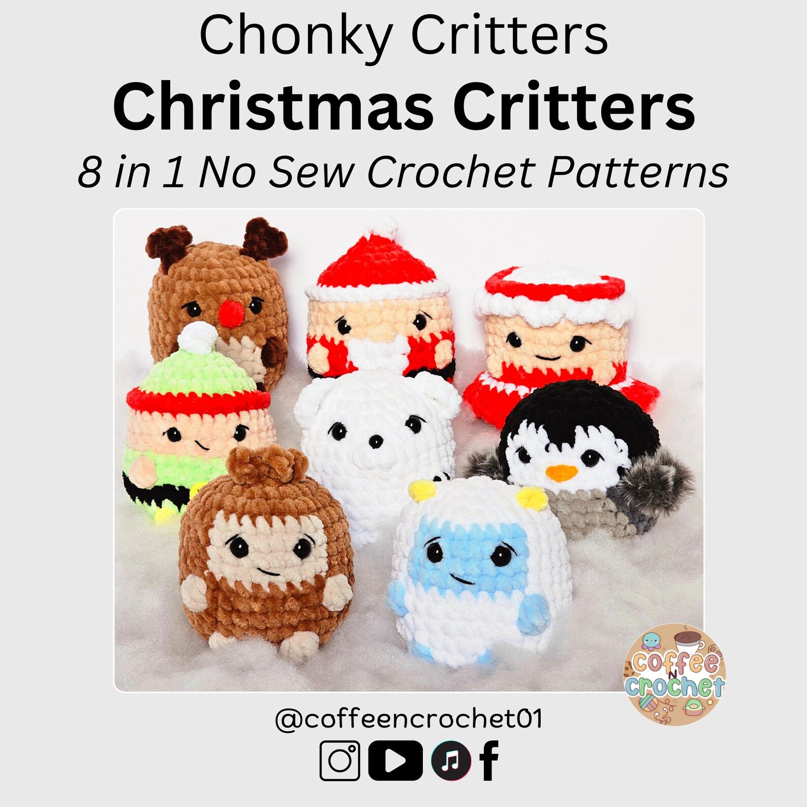 8-in-1 Crochet Christmas Character Patterns: Santa, Reindeer, Elf (PDF ...