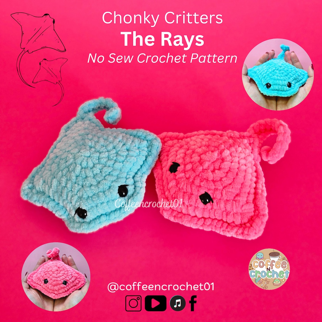 No Sew Stingray and Manta Ray Animal Crochet Pattern Amigurumi Pattern ...