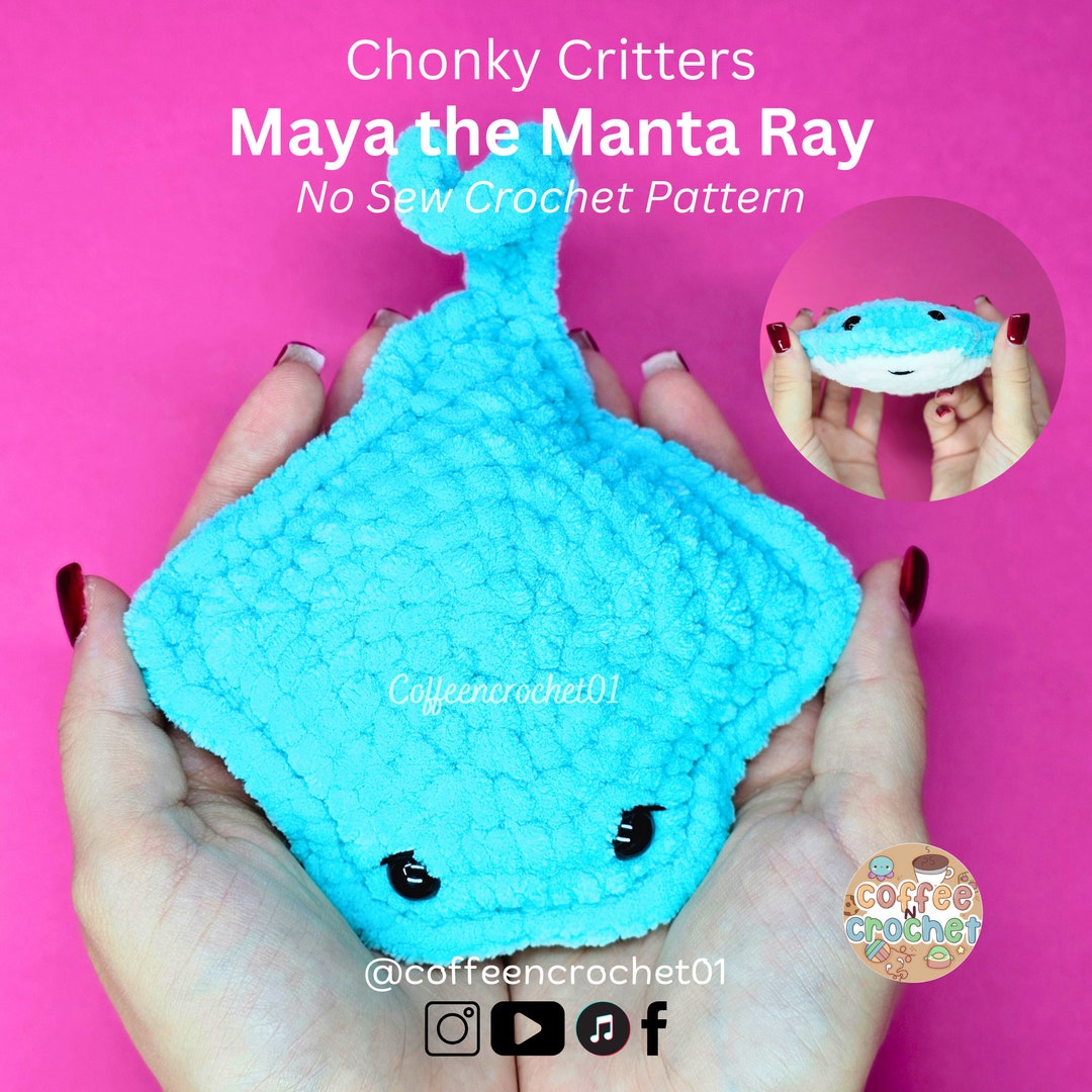No Sew Manta Ray Animal Crochet Pattern Amigurumi Pattern Rays Sea Fish ...