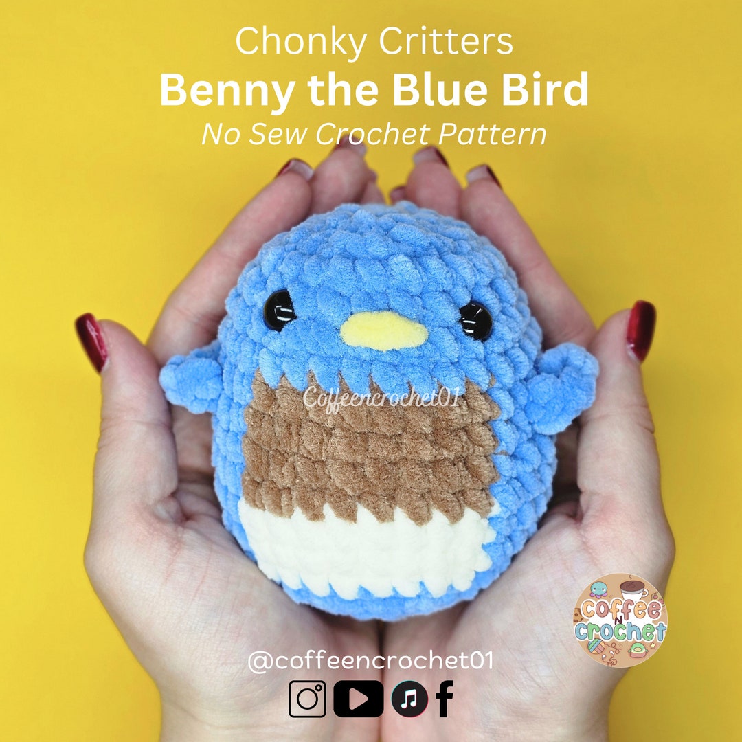 No Sew Blue Bird Crochet Pattern Amigurumi Pattern Bird Garden Pattern ...
