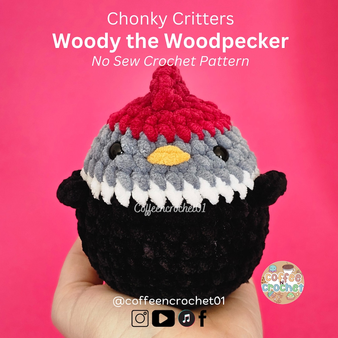 No Sew Woodpecker Bird Crochet Pattern Amigurumi Pattern Woodpecker ...