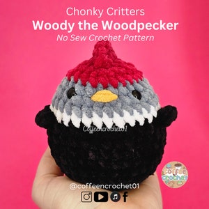 No Sew Woodpecker Bird Crochet Pattern Amigurumi Pattern Woodpecker ...