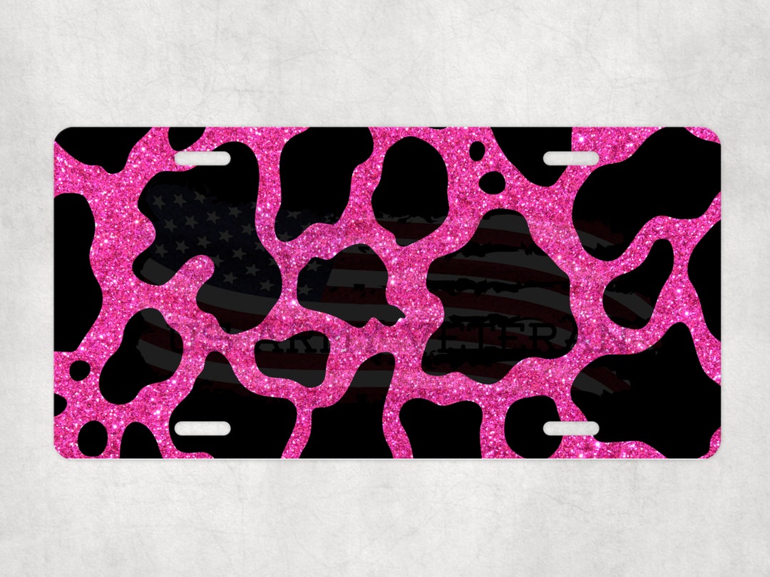 Pink Glitter Cow, License Plate, Car Plate, Car Tag, Front Car Plate ...