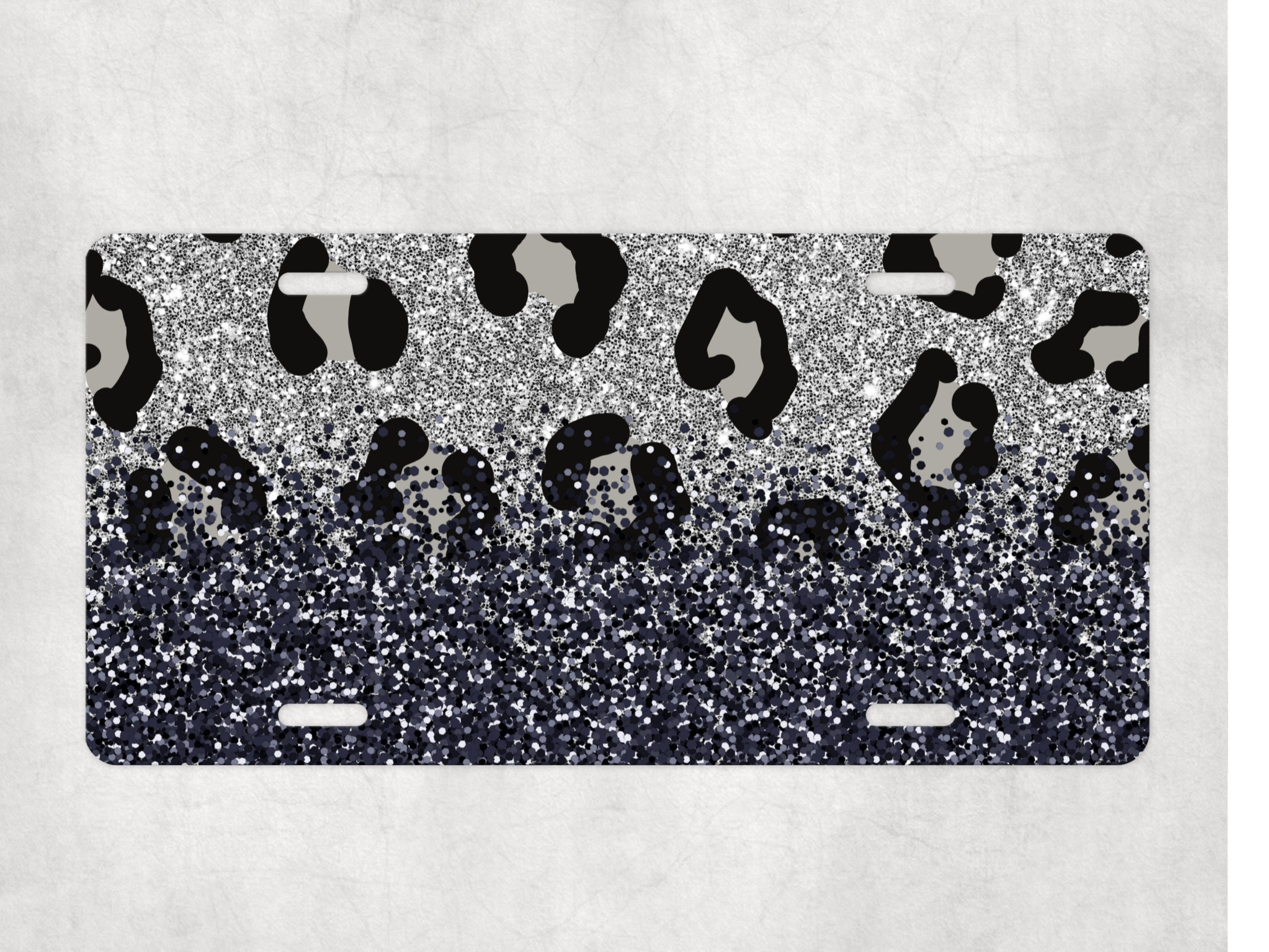 Black and Silver Glitter Gray Leopard License Plate PNG Car - Etsy