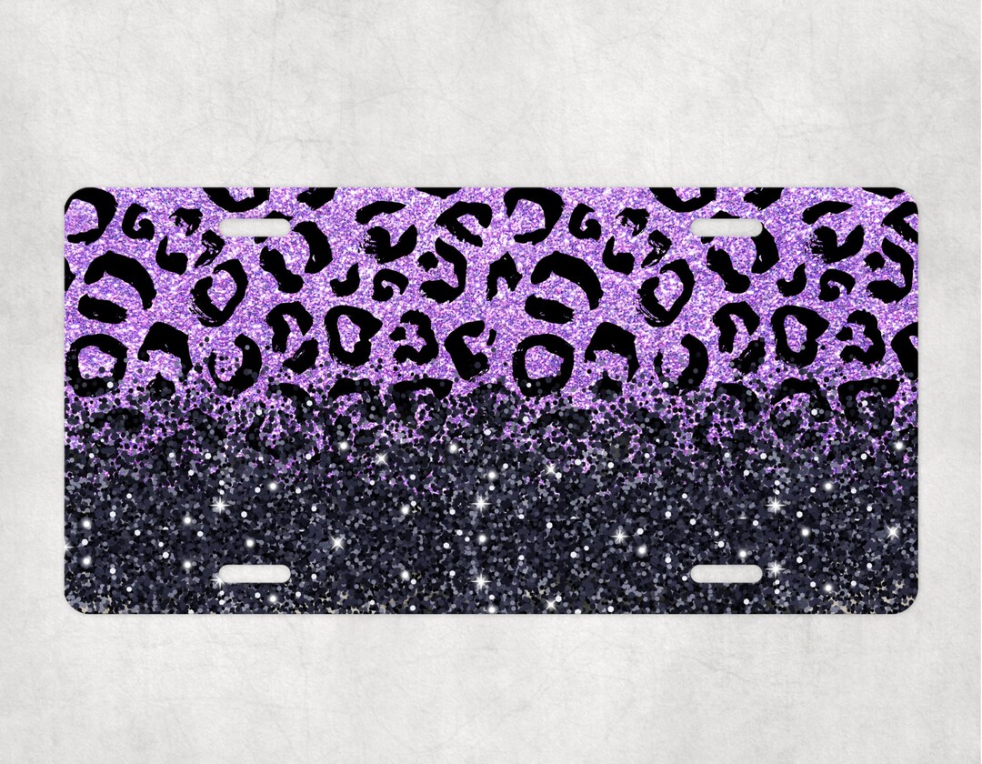 License Plate Leopard Purple Glitter PNG, Car Plate, Car Tag, Front Car ...