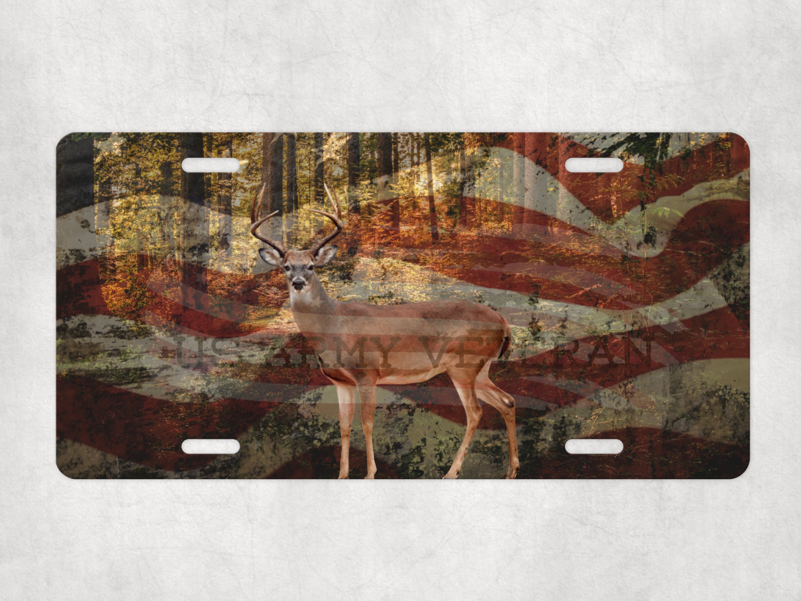 Deer, Hunting, Rustic Flag License Plate, Car Plate, Car Tag, Front Car ...