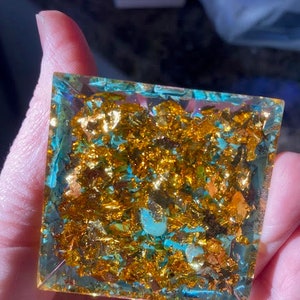 Blue Turquoise Seven Chakra Portrait Resin Pyramid Crystal, Energy ...