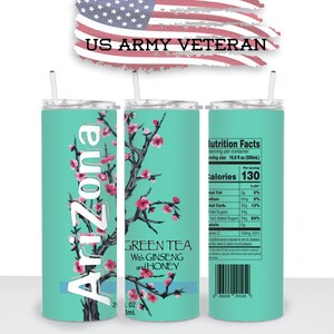 Arizona Green Tea & Mango PNG Image, 20 Oz Skinny Tumbler Wrap, Print ...